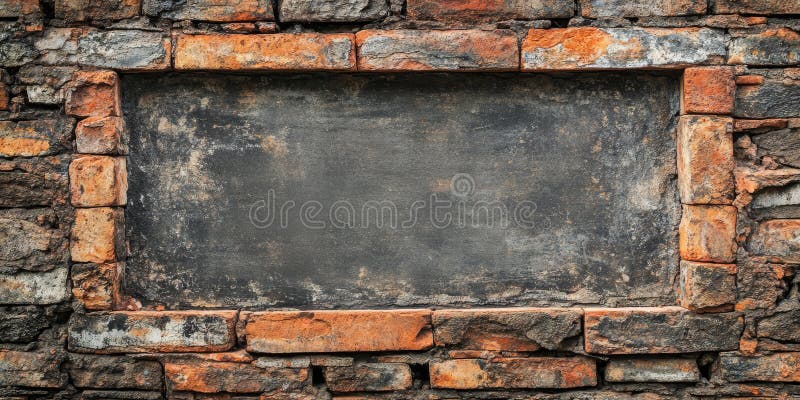 A Rustic Stone Wall Featuring a Blank Slate Area Designed for Custom ...