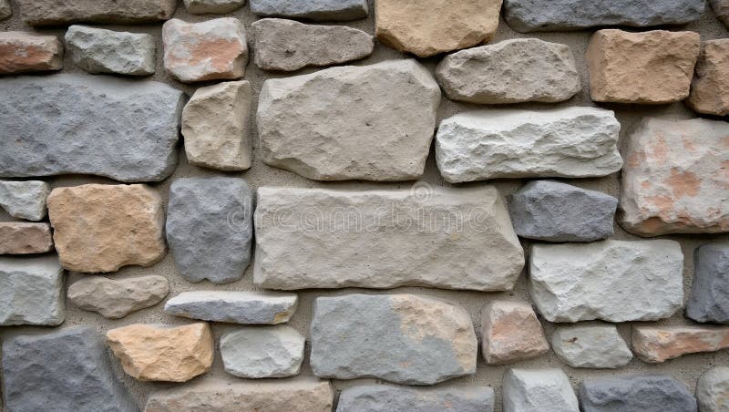 Rustic Stone Wall with Large Gray and Brown Stones Showing Visible ...