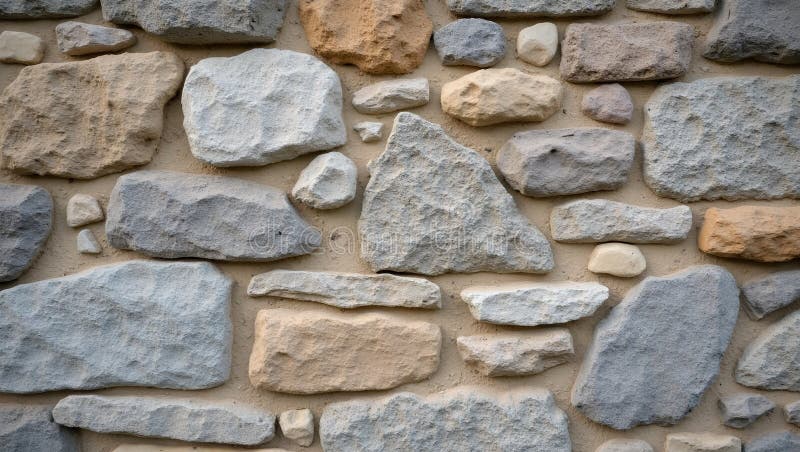 Rustic Stone Wall with Large Gray and Brown Stones Showing Visible ...