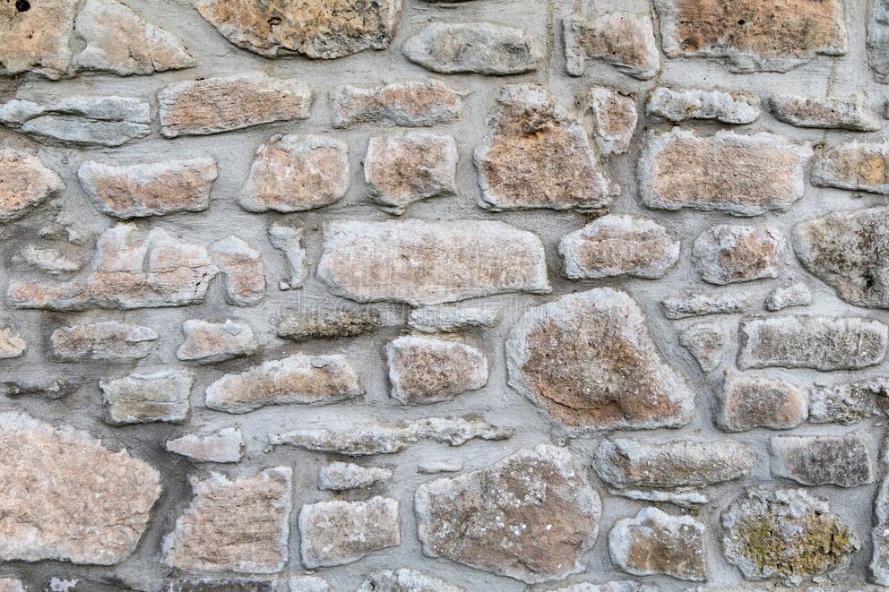 Rustic Stone Wall with Rough Texture and Natural Weathering Stock Image ...