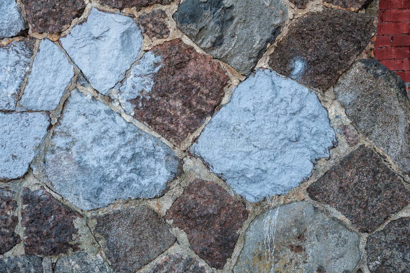 Rustic Stone Wall Showing Rough Granite Textures and Solid Construction ...