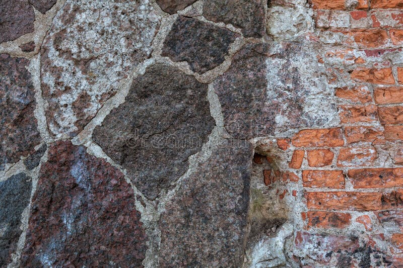 Rustic Stone Wall Showing Rough Granite Textures and Solid Construction ...