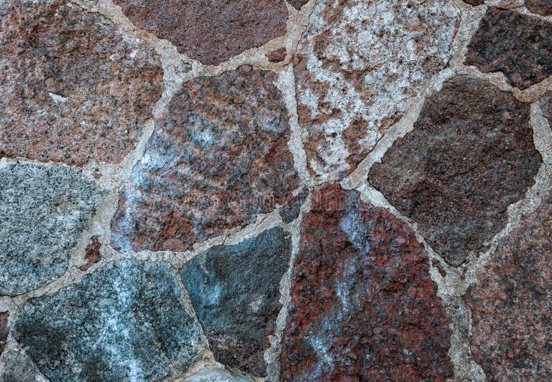 Rustic Stone Wall Showing Rough Granite Textures Solid Construction ...