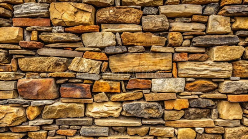 A Rustic Stone Wall Texture Featuring Varied Sizes and Hues of Brown ...