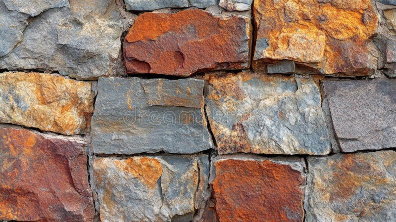 Rustic Stone Wall Texture with Grey Brown and Red Tones Stock ...