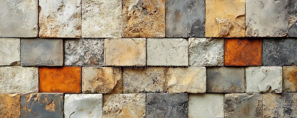Rustic Stone Wall Texture with Irregular Square Grid for Architectural ...