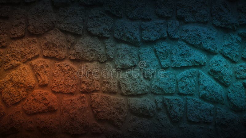 A Rustic Stone Wall Texture with a Unique Gradient Blending Warm Orange ...