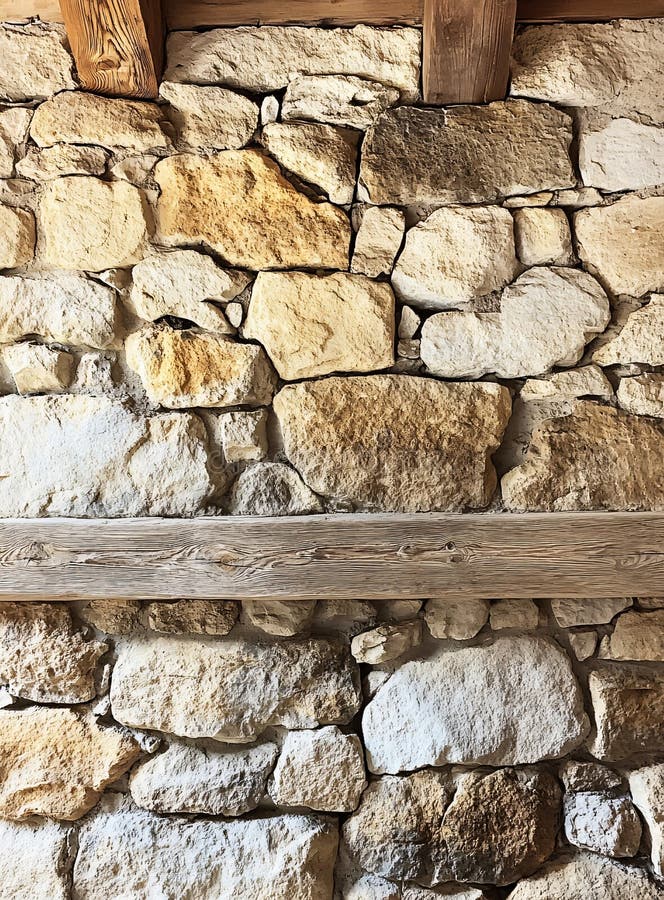 Rustic Stone Wall Texture with Wooden Beam High Quality Image Stock ...