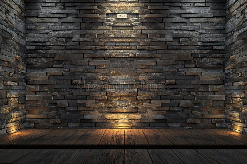 Rustic Stone Wall with Warm Earthy Tones, Featuring Large Blank Area in ...
