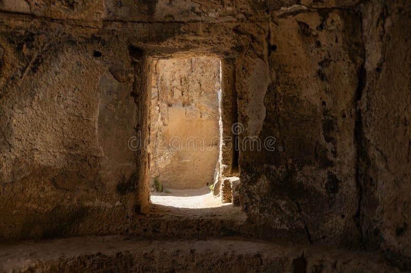 Stone Window Frame with Sunlit Interior Stock Image - Image of view ...