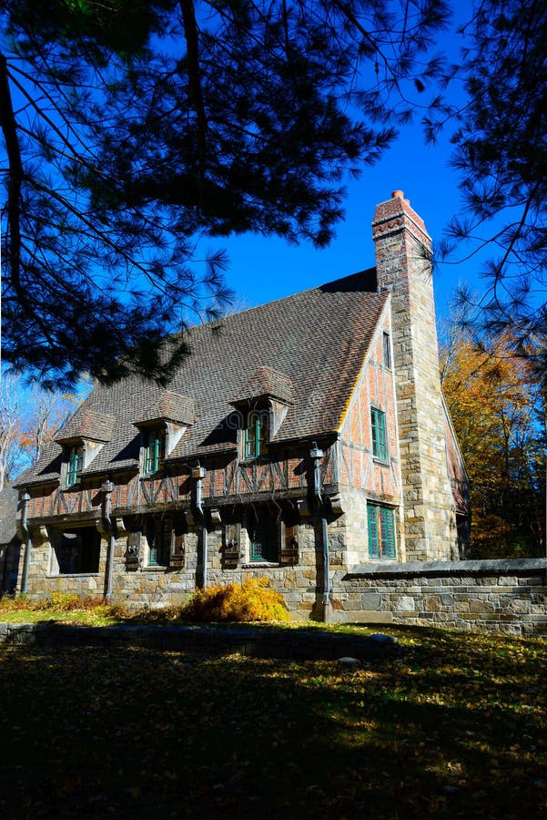 Rustic Stone and Wood House Situated in a Scenic Rural Autumn Setting ...