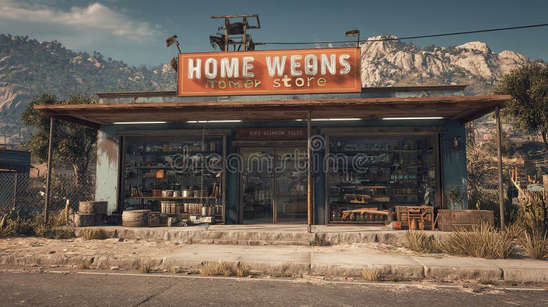 A Rustic Storefront Labeled Home Wares with a Weathered Sign. the ...