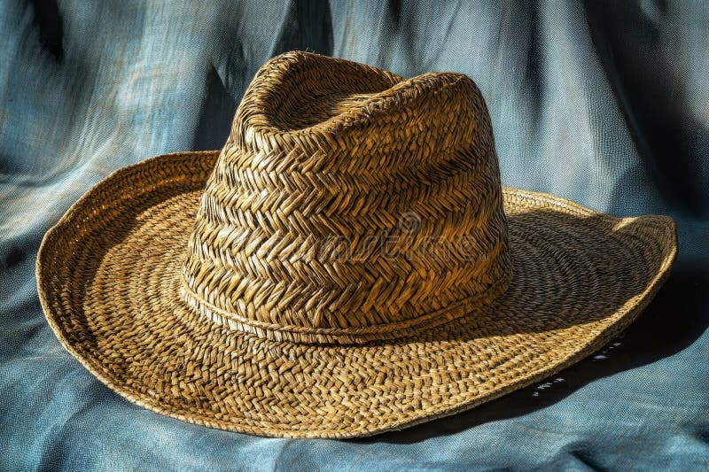 Rustic Straw Hat on Fabric stock illustration. Illustration of apparel ...