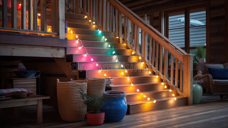 Rustic string lighting stock illustration. Illustration of playful ...