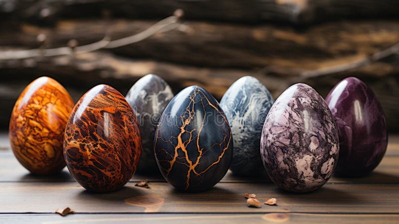 Rustic Style Easter Eggs with Wood Grain and Natural Fibers, Cozy and ...