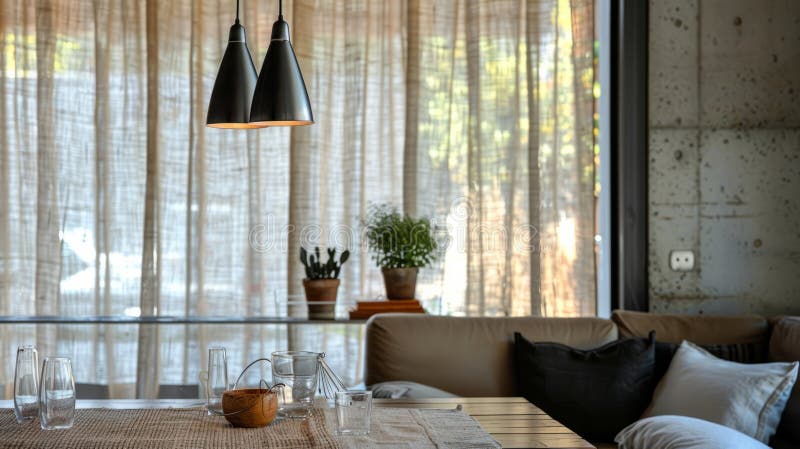 Rustic Style Heavy Linen Curtains Stock Illustration - Illustration of ...