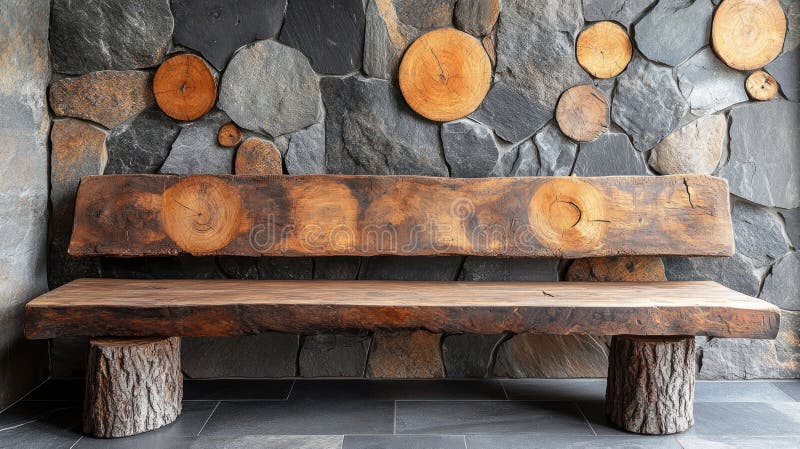 Rustic Style Interior Design with Wild Stone Cladding Wall, Wooden ...