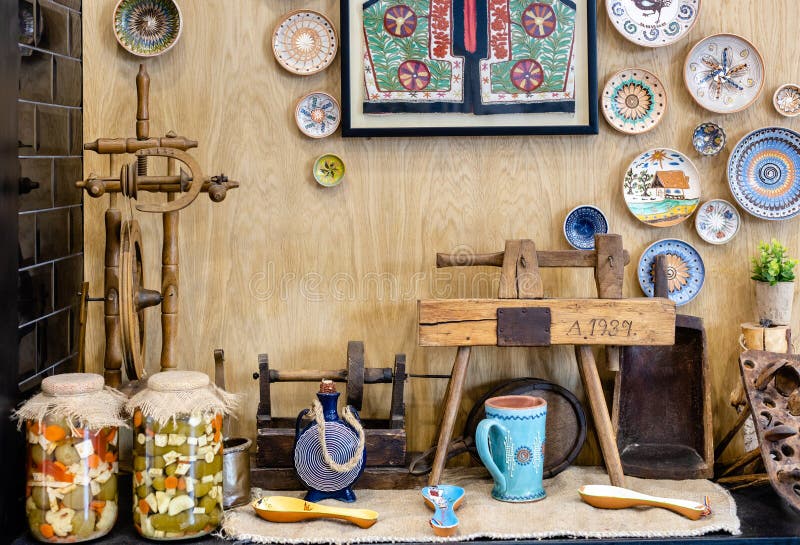 Rustic Style. Traditional Clay Objects. Background Arranged in the ...