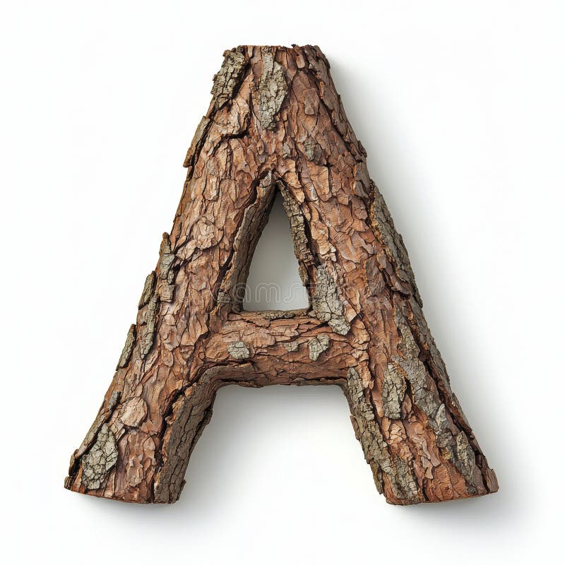 Rustic Styled Capital Letter a Made of Tree Bark Texture Stock ...