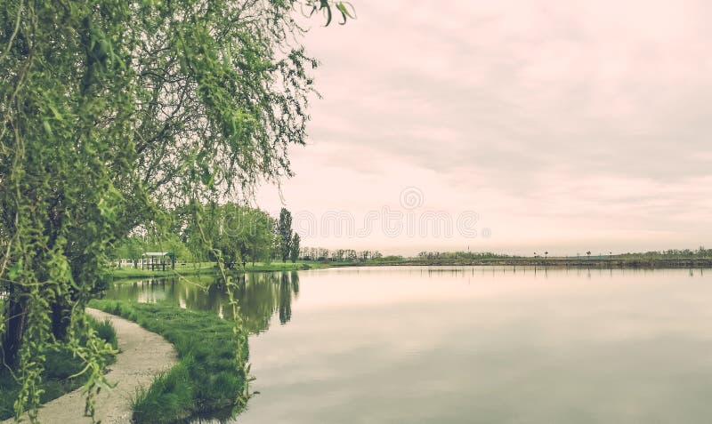 Nature with a Lake. Spring Time Place for Relax. Stock Photo - Image of ...