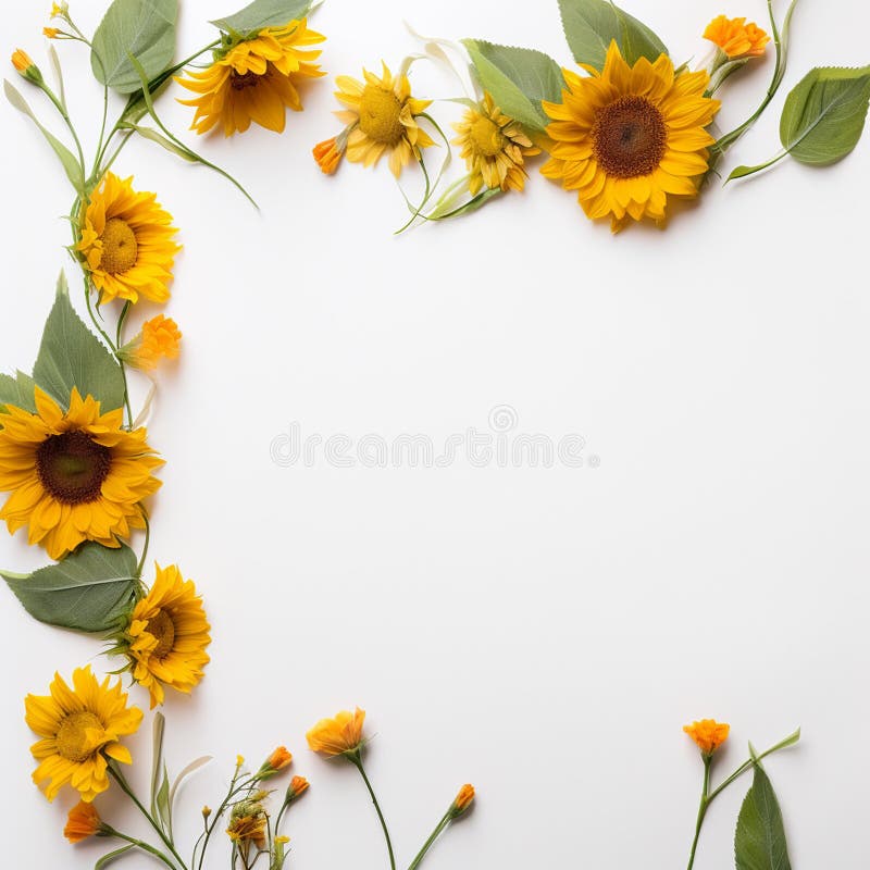 Rustic sunflower border stock illustration. Illustration of stem ...
