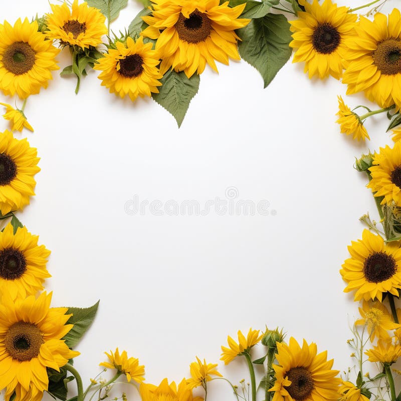Rustic sunflower border stock illustration. Illustration of ornament ...