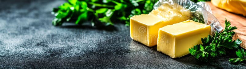 On a Rustic Surface, Two Pieces of Butter Have Been Wrapped in Foil ...