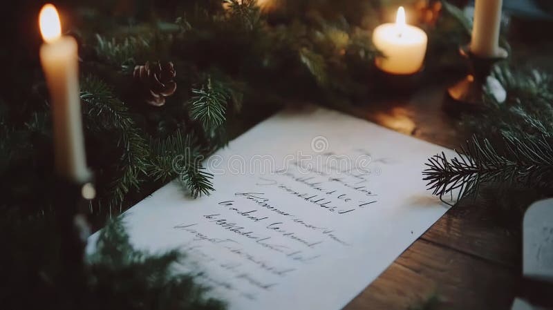 Rustic Table Candlelight Winter Menu Calligraphy Stock Photo - Image of ...