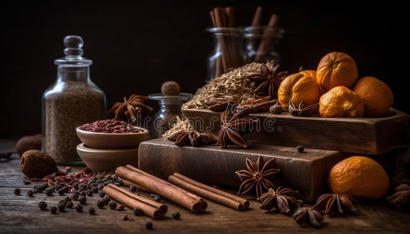 Rustic Table Decoration with Organic Spice Seasoning Generated by AI ...