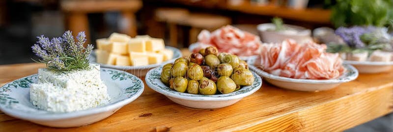 A Rustic Table Displays an Elegant Charcuterie Spread with Cheeses ...
