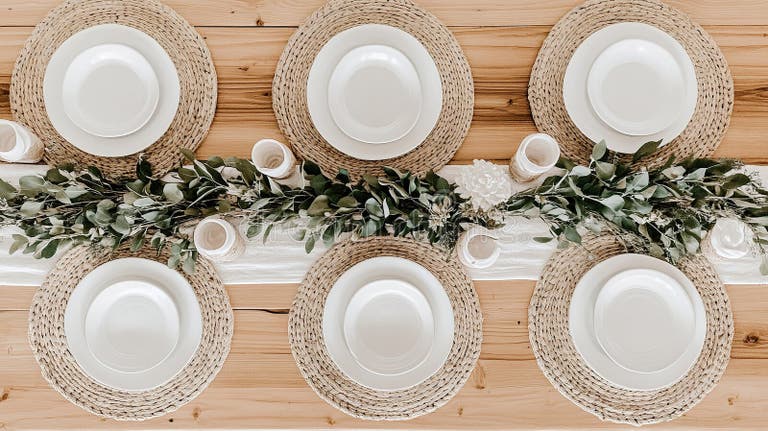 Rustic Table, Elegant Place Setting, Greenery, Wood Background, Dinner ...