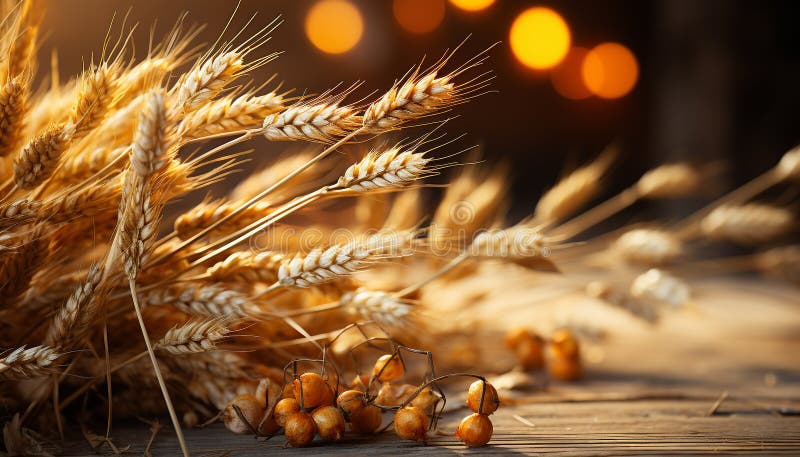 Rustic Table, Golden Wheat, Ripe Corn Celebrate Bountiful Harvest ...