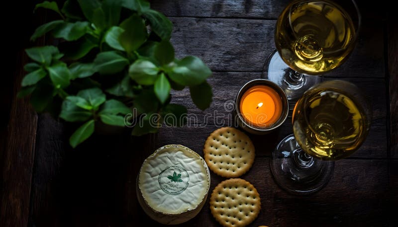 Romantic Cheese and Wine Night Stock Illustration - Illustration of ...