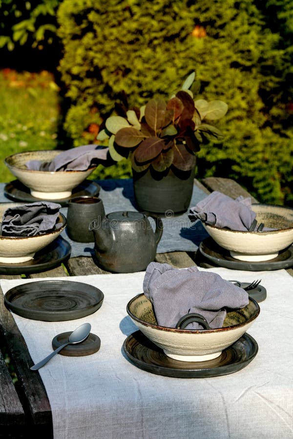 Rustic table setting stock image. Image of plate, indoors - 23953523