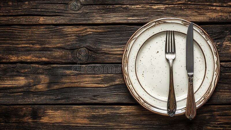 Rustic Table Setting with Vintage Cutlery on Wooden Surface Stock ...