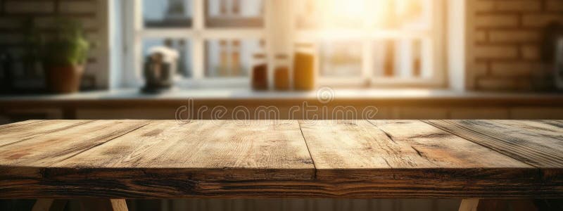 Rustic Table with Window Background and Sunlight for Still Life Stock ...