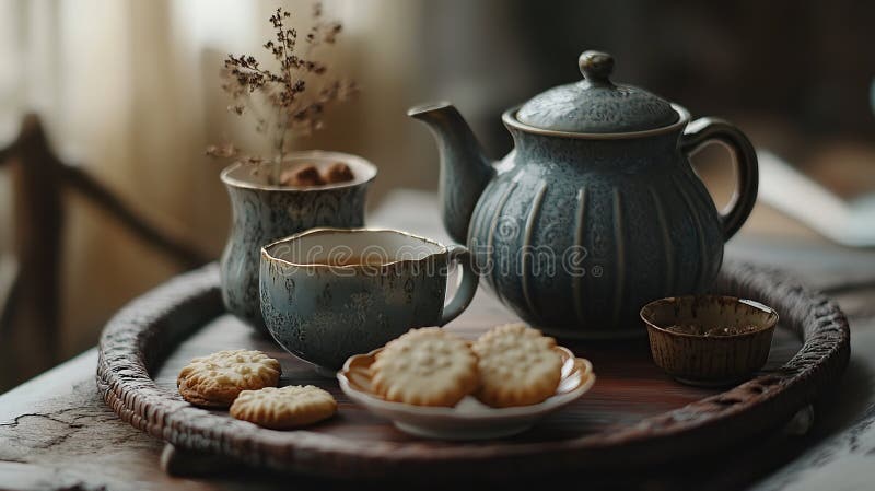 Rustic Tea Set Cookies Cozy Home Setting Stock Photos - Free & Royalty ...