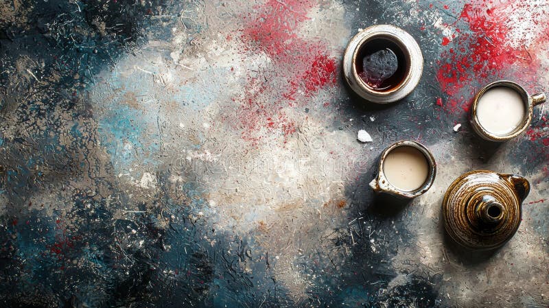 Rustic Tea Set on a Textured Artistic Surface Stock Photo - Image of ...