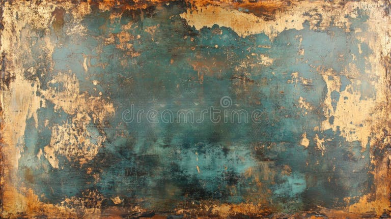 Rustic Teal and Gold Metal Texture Background Stock Illustration ...