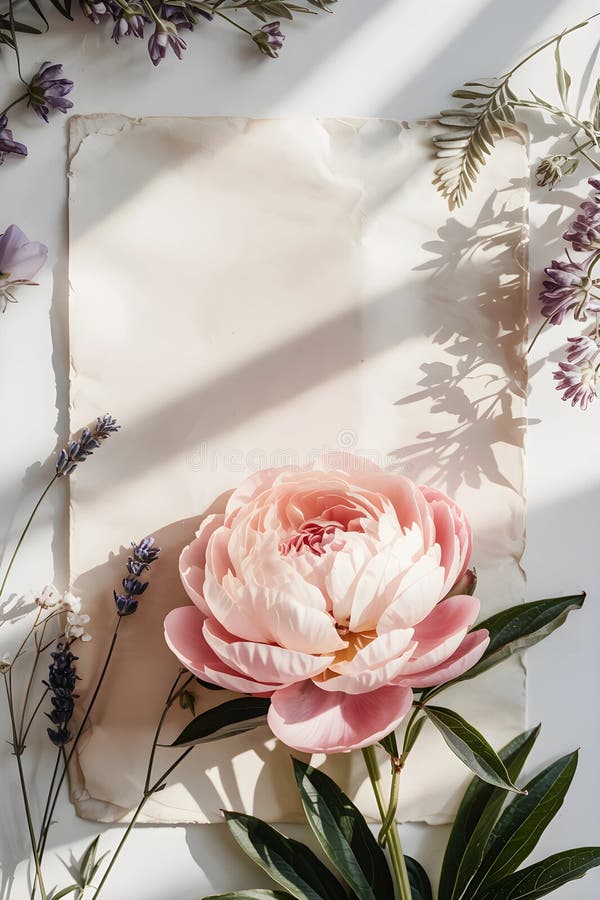 Rustic Template with Decorative Floral Elements in Corners and Light ...