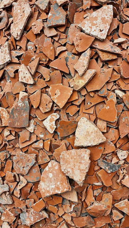 Rustic Terracotta Pottery Shards with Weathered Surfaces Stock ...