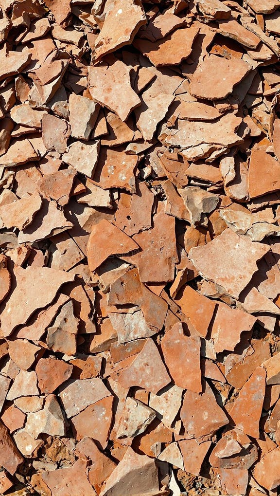 Rustic Terracotta Pottery Shards with Weathered Surfaces Stock ...