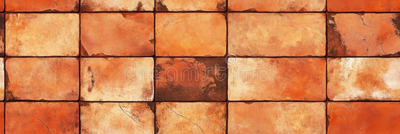 Rustic Terracotta Tile Wall Surface with Weathered Texture and Natural ...