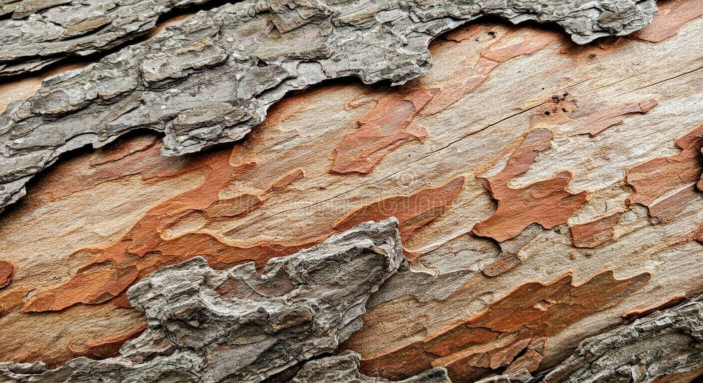 Rustic Aged Flaky Bark Texture with Uneven Surface & Contrasting Light ...
