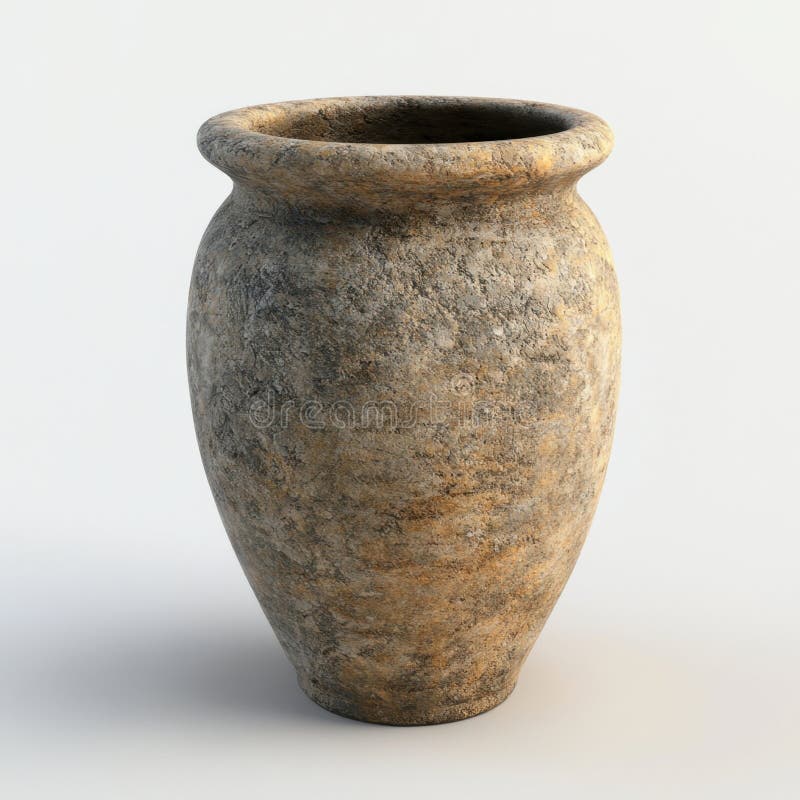 Rustic Textured Pottery Vessel with Smooth Round Opening Stock ...