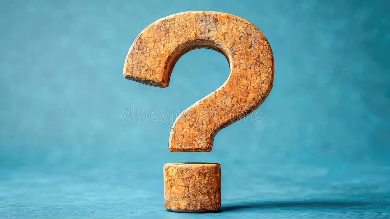 A Rustic, Textured Question Mark Set Against a Muted Blue Background ...