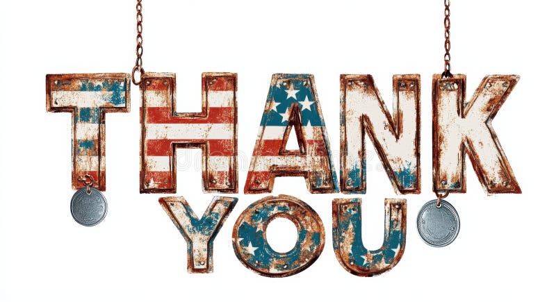 Rustic Thank You Design with American Flag Elements on White Background ...