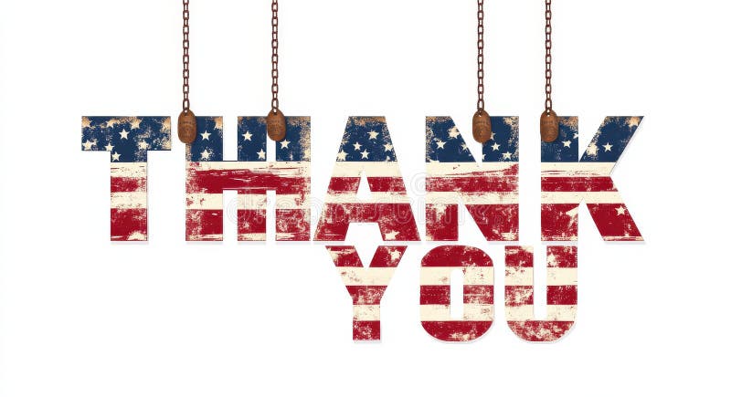 Rustic Thank You Design with American Flag Elements on White Background ...