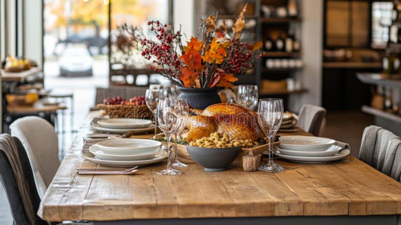 Rustic Thanksgiving Table Setting with Roasted Turkey Stock ...