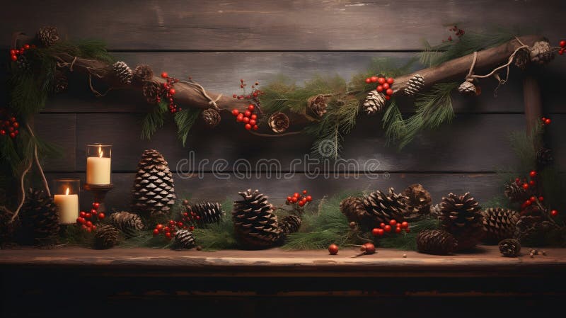A Rustic-themed Holiday Garland Border Featuring Natural Elements Like ...